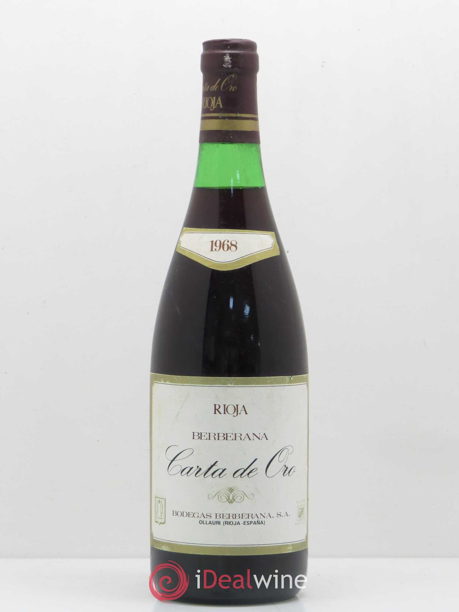 Buy Rioja DOCa Berberana Carta de Oro 1968 (lot: 20)
