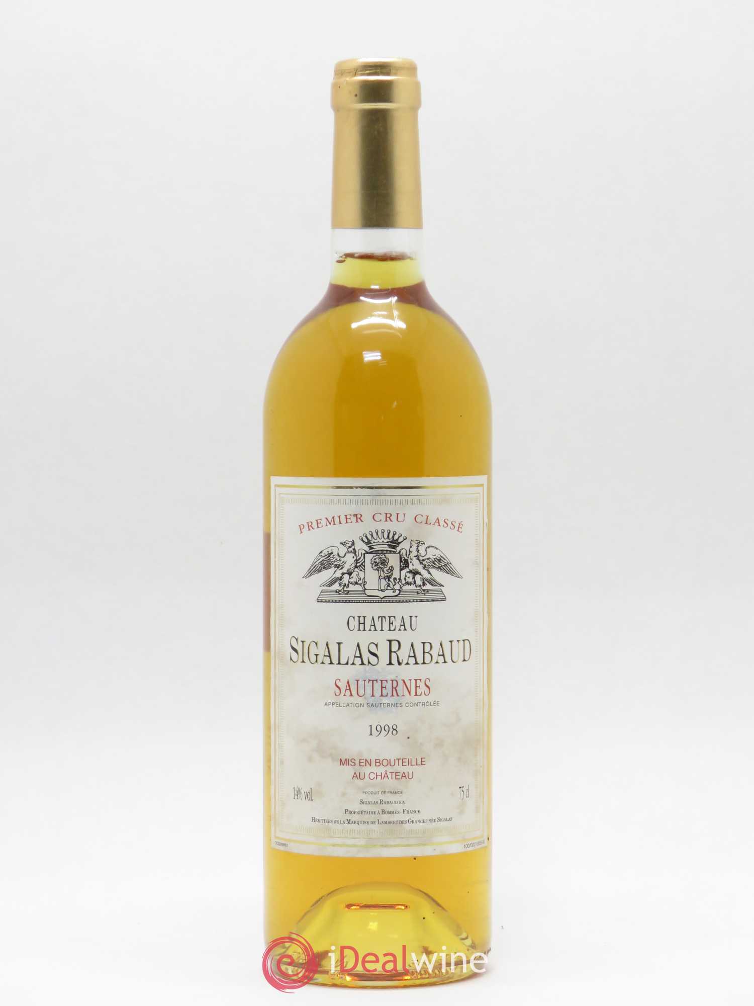 Acheter Château Sigalas Rabaud 1er Grand Cru Classé 1998 (lot: 12624)