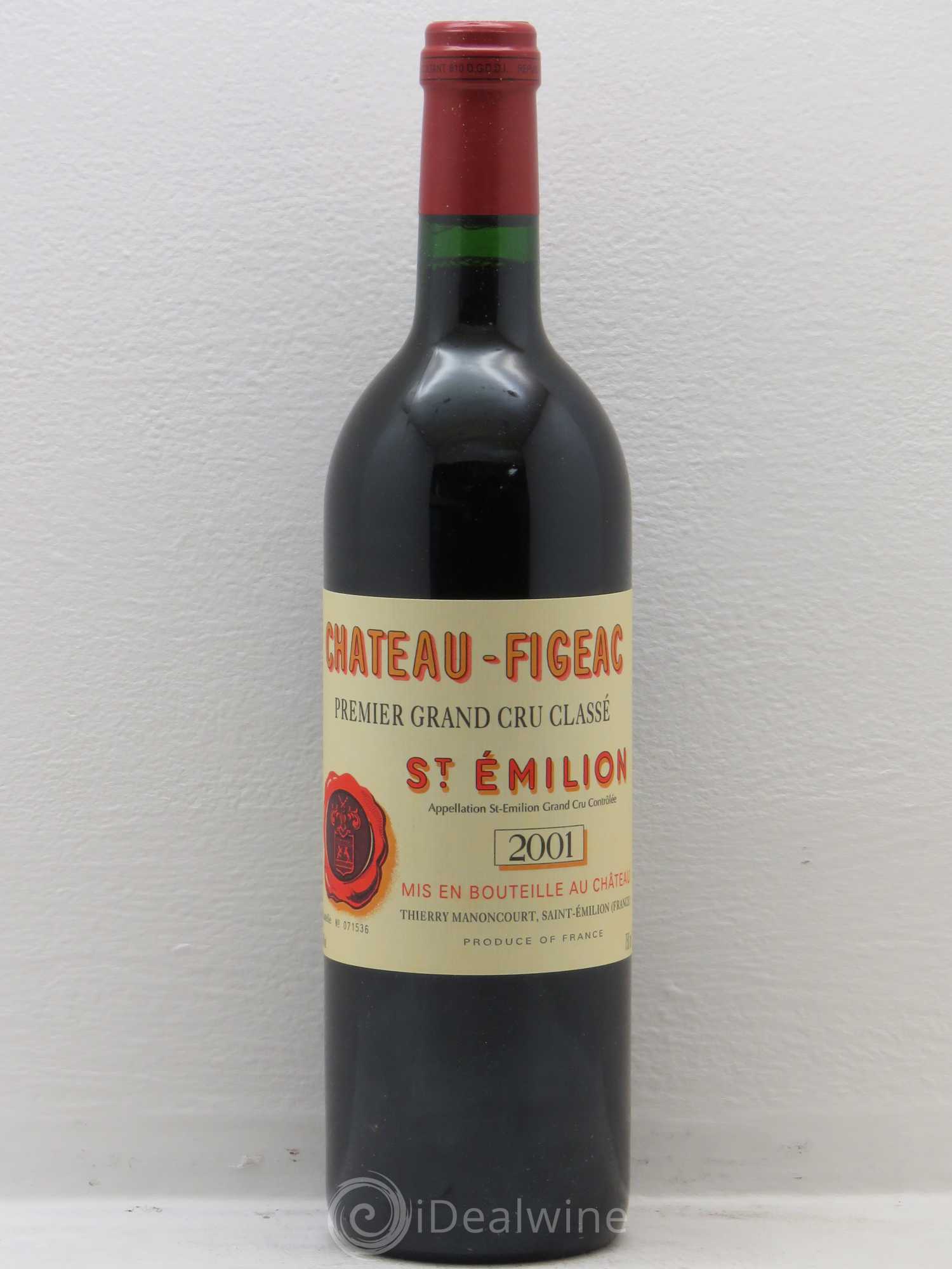 Acheter Château Figeac 1er Grand Cru Classé A 2001 (lot: 7031)