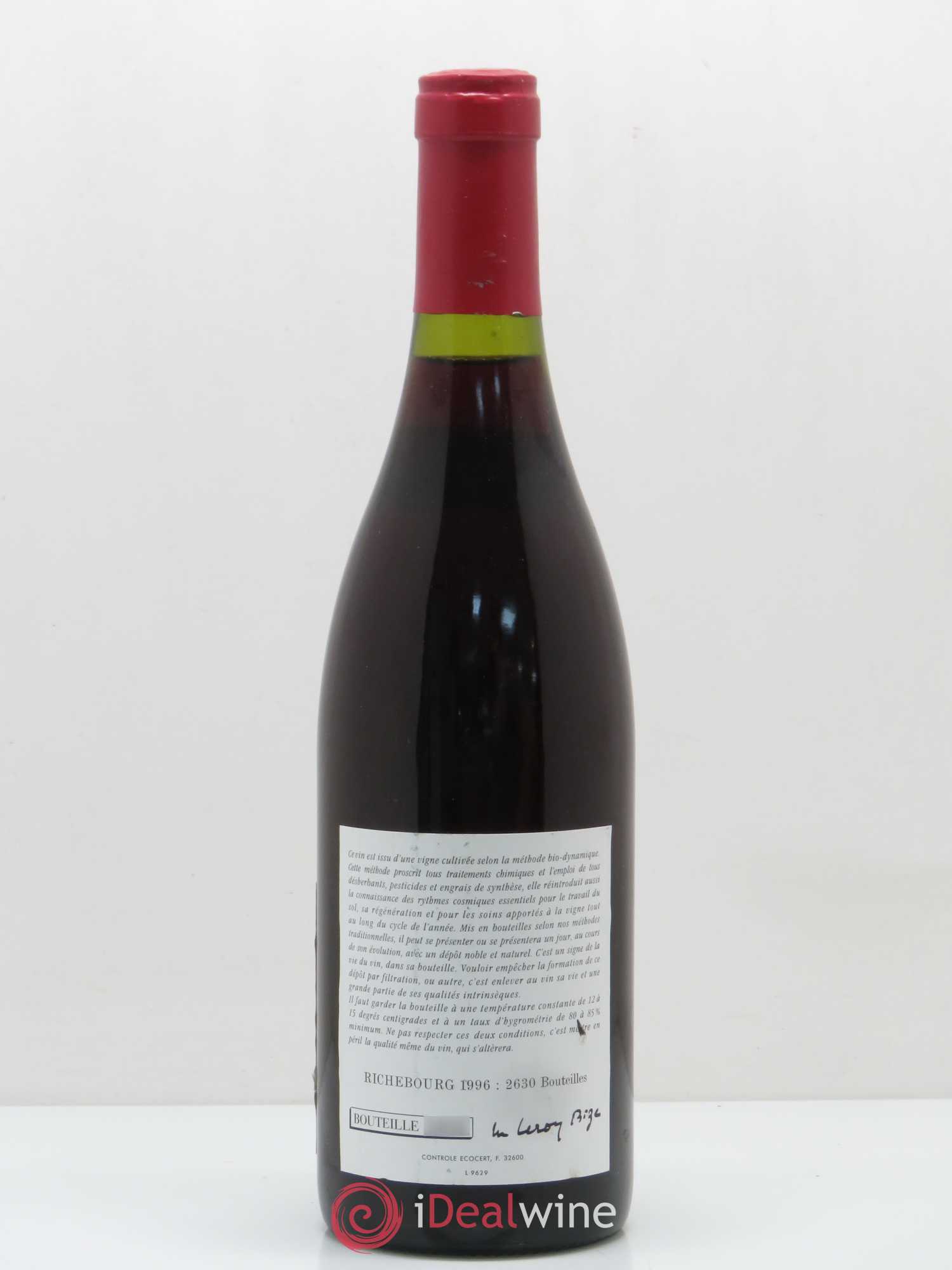 Acheter Richebourg Grand Cru Leroy (Domaine) 1996 (lot: 552)