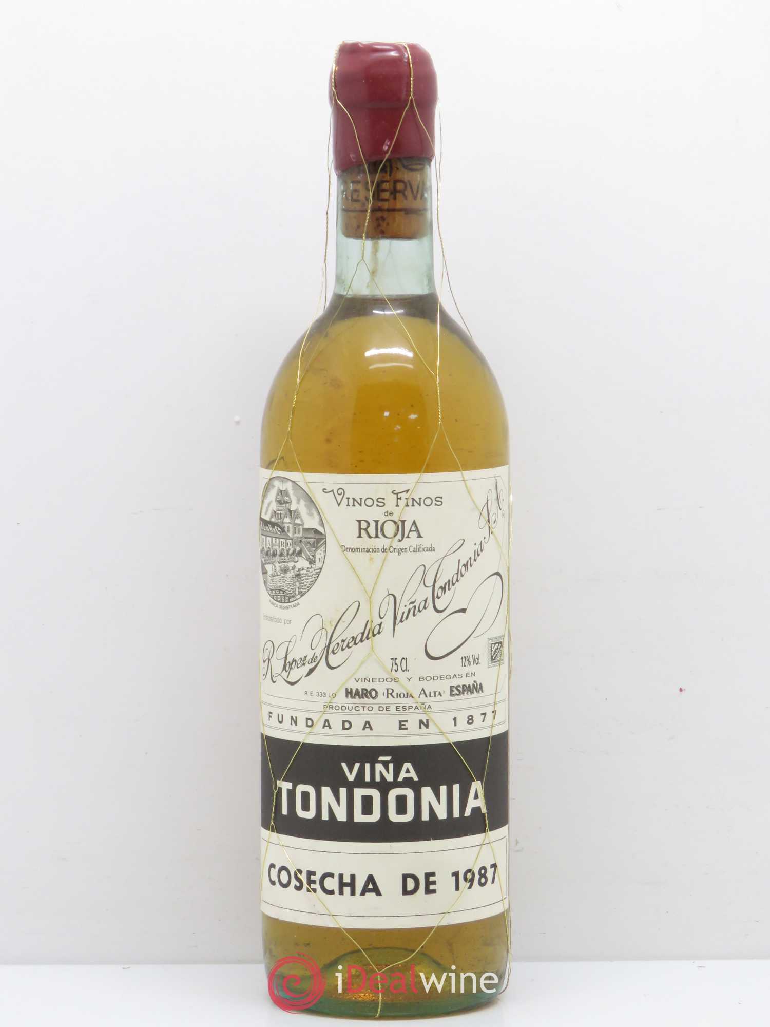 Acheter Rioja DOCa Vina Tondonia Gran Reserva Lopez de Heredia 1987 ...