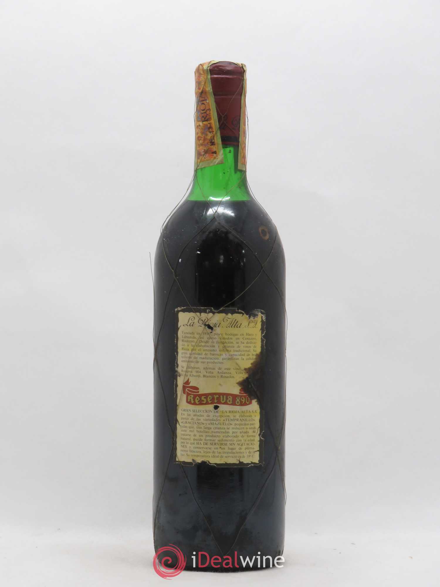 Acheter Rioja DOCa Reserva 890 La Rioja Alta Serie G 1970 (lot: 6545)
