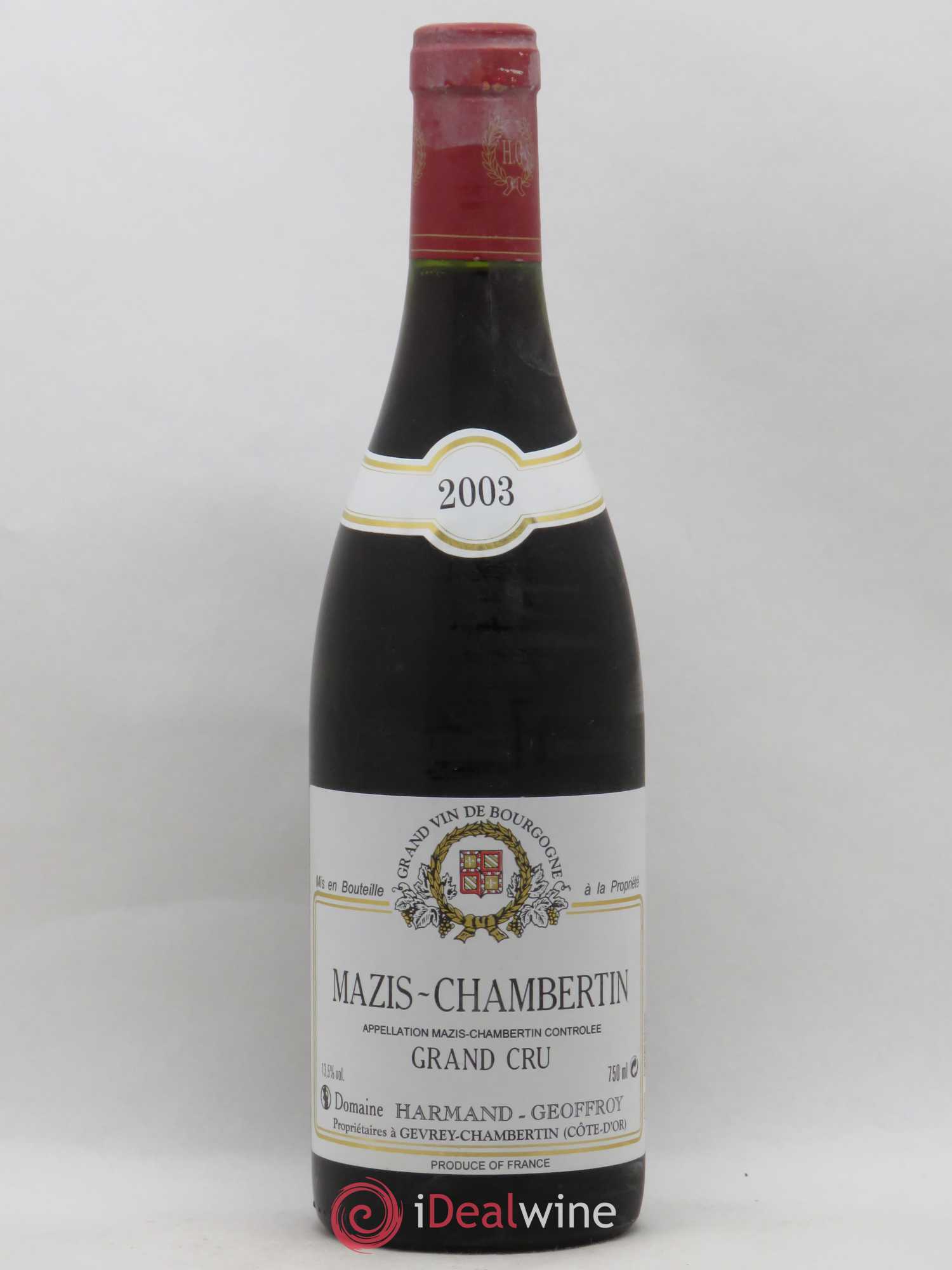 Buy Mazis-Chambertin Grand Cru Harmand-Geoffroy (Domaine) 2003 (lot: 4288)
