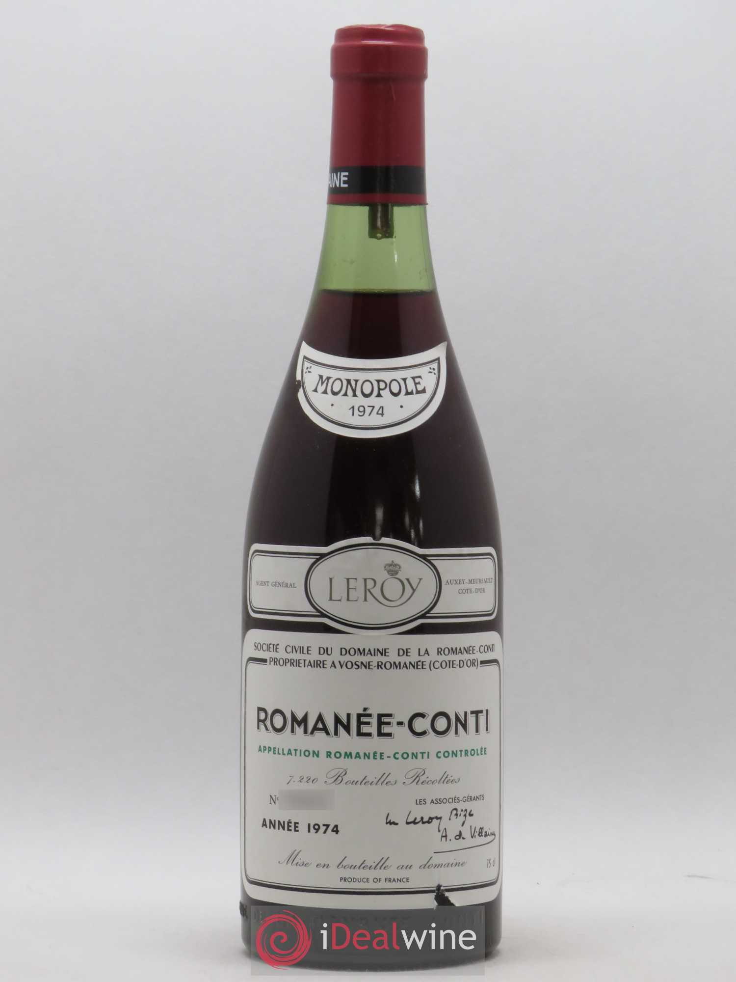 Buy Romanée-Conti Grand Cru Domaine de la Romanée-Conti 1974 (lot: 3574)