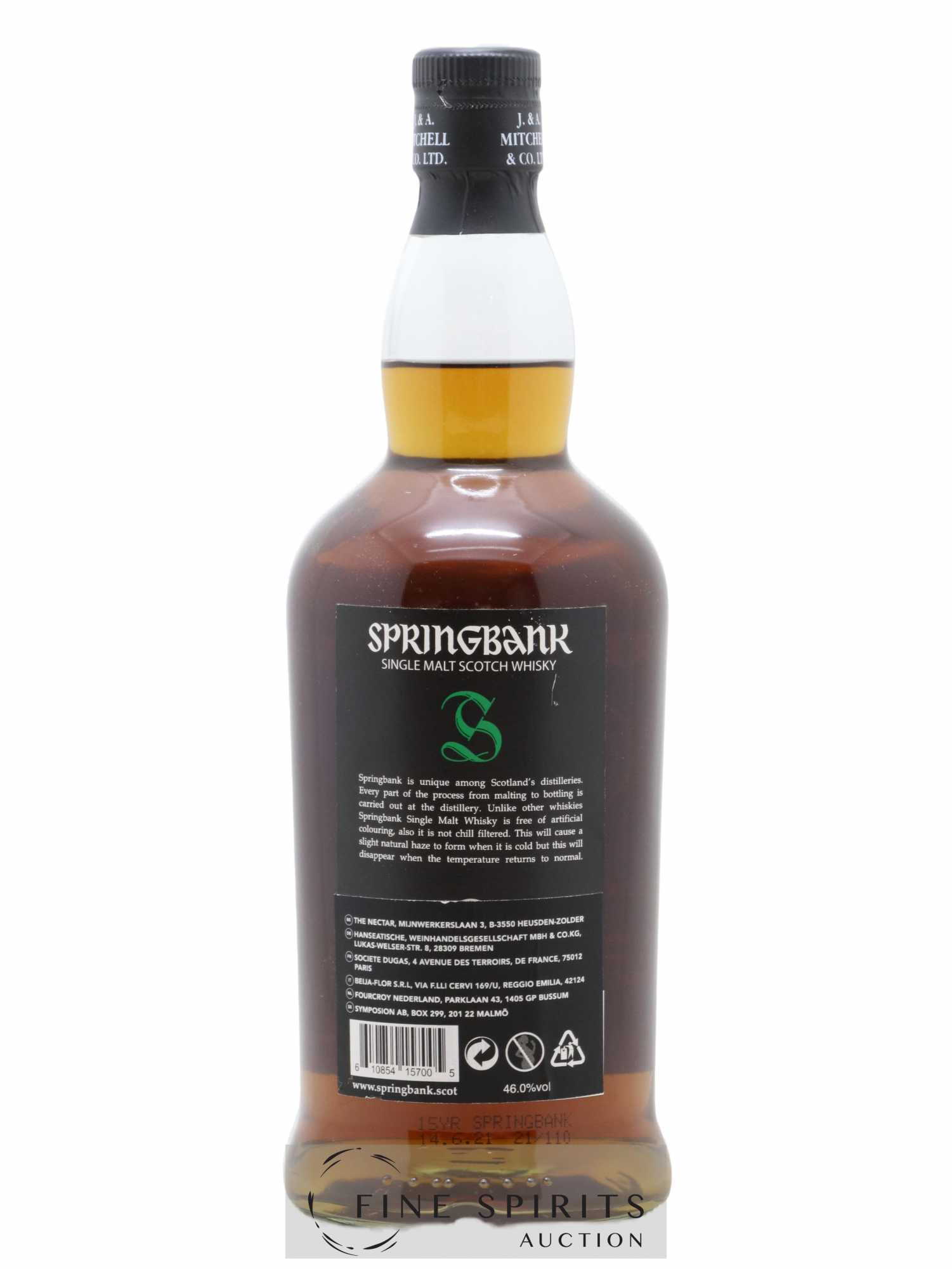 Buy Springbank 15 years Of. Green Label (lot: 606)
