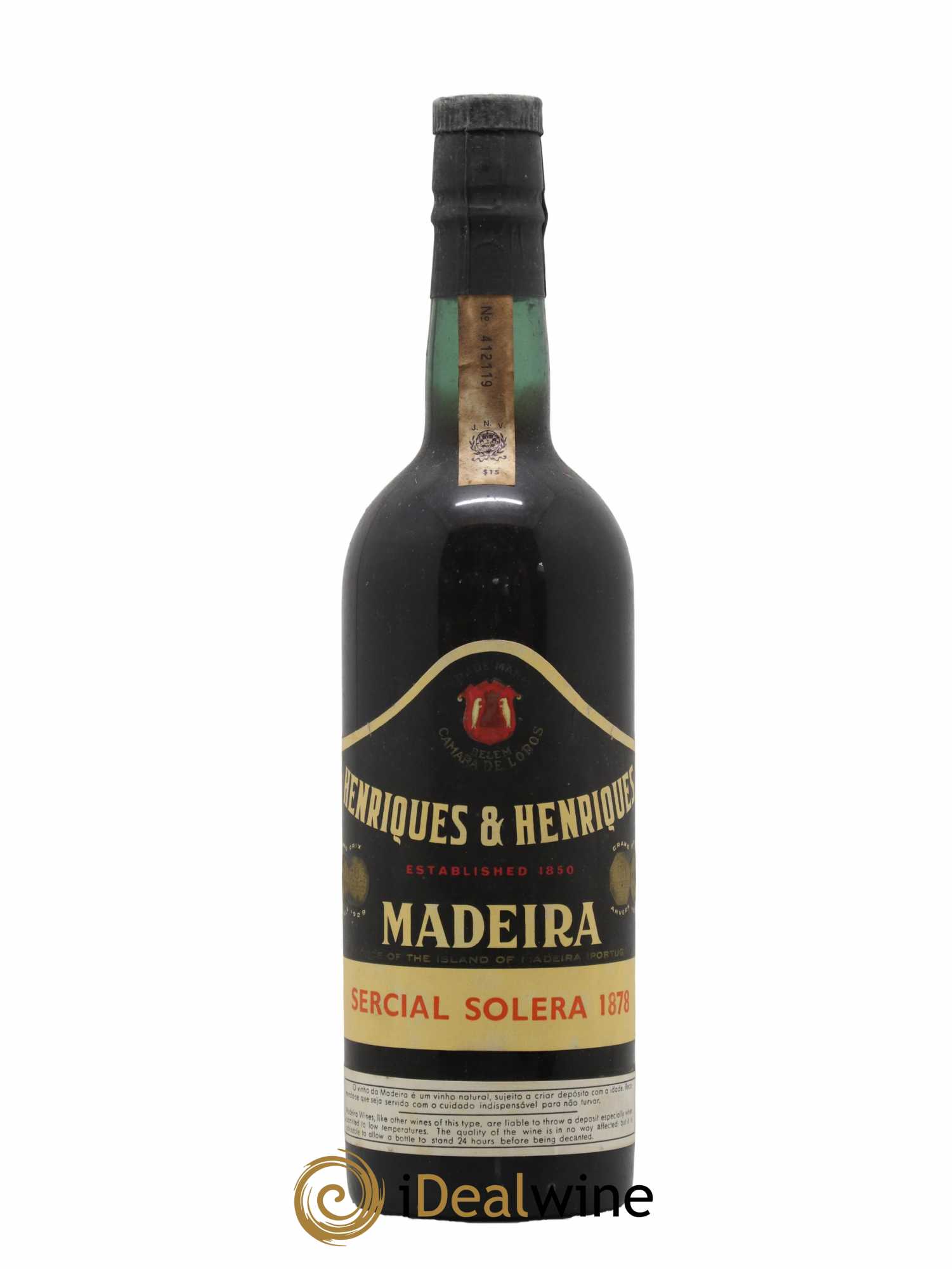 Acheter Madère Henriques&Henriques Sercial solera 1878 (lot: 10)