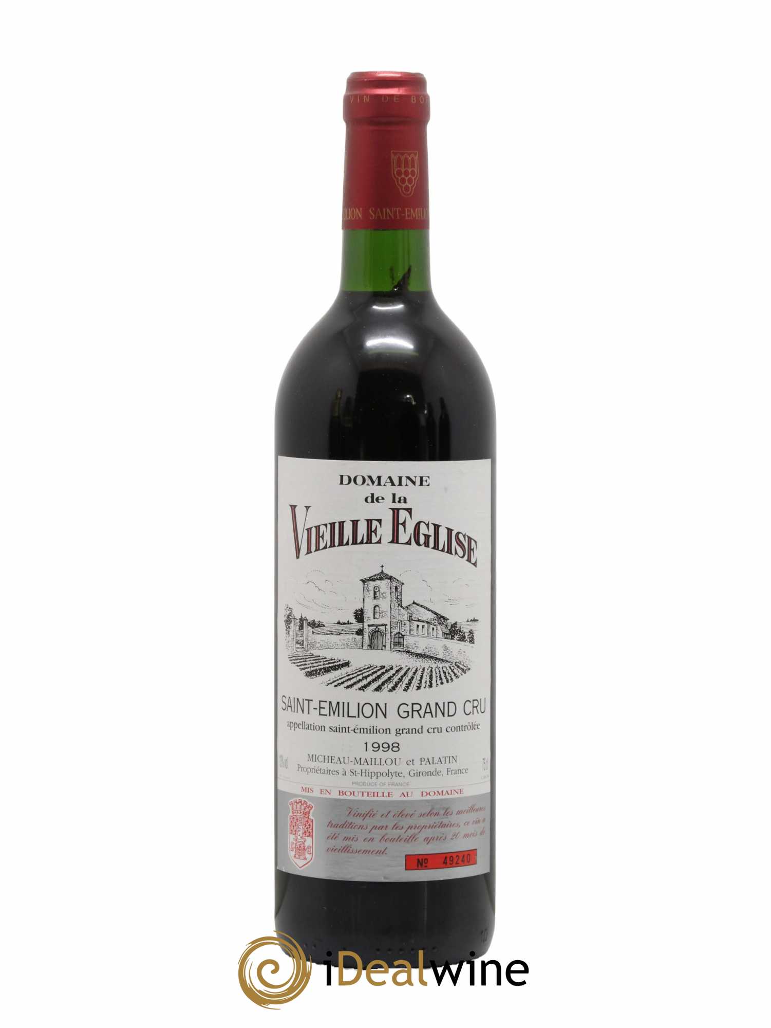 Acheter Saint-Émilion Grand Cru Domaine de la Vieille Eglise 1998 (lot ...
