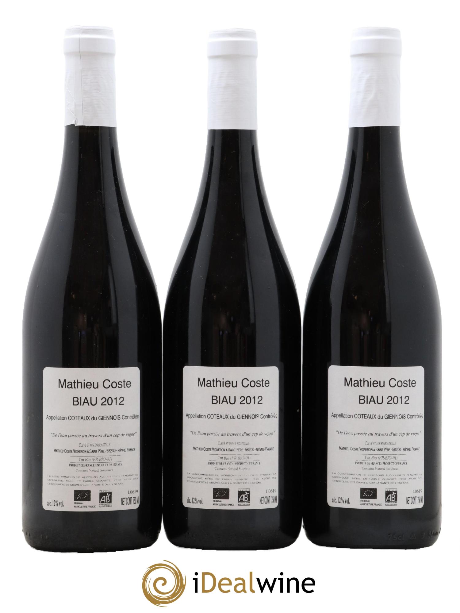 Acheter vin Vin de France Biau Mathieu Coste 2012 (lot: 2405938)