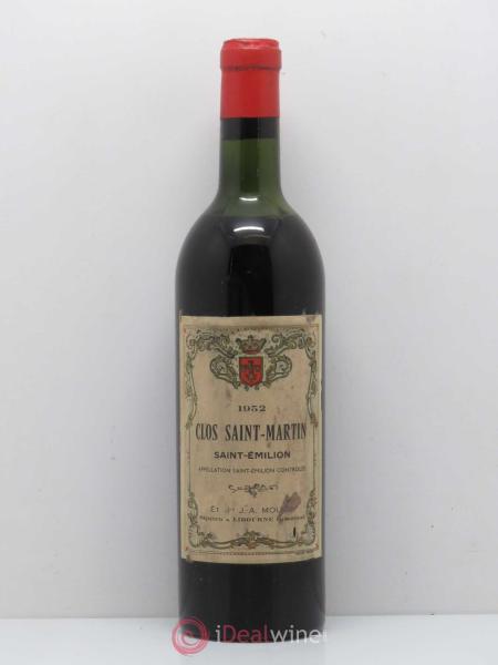 Acheter Saint-Émilion Clos Saint-Martin mise négoce 1952 (lot: B2094889 ...