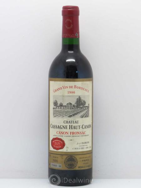 Acheter vin Canon-Fronsac Château Cassagne Haut Canon 1986 (lot ...