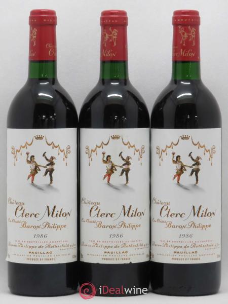 Acheter Château Clerc Milon 5ème Grand Cru Classé 1986 (lot: B2148830-8540)