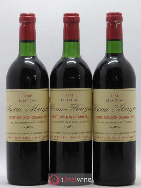 Acheter Saint-Émilion Grand Cru Château Beau-Mayne 1981 (lot: B2169433 ...